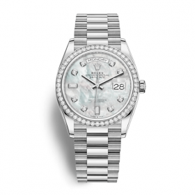 Rolex Day-Date 128349RBR-0004, 36mm, Vàng trắng