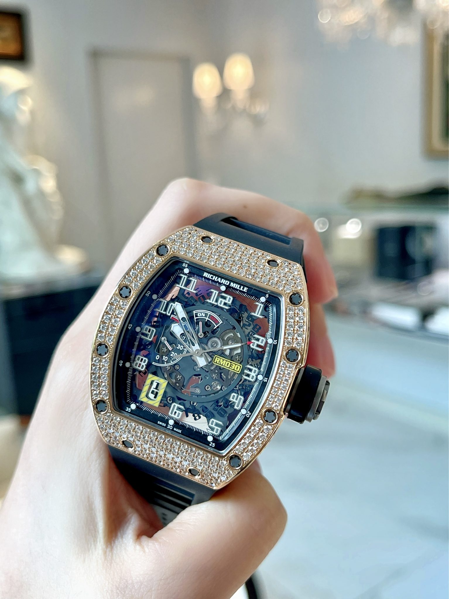 Richard Mille RM 030 18K Rose Gold Full Diamond