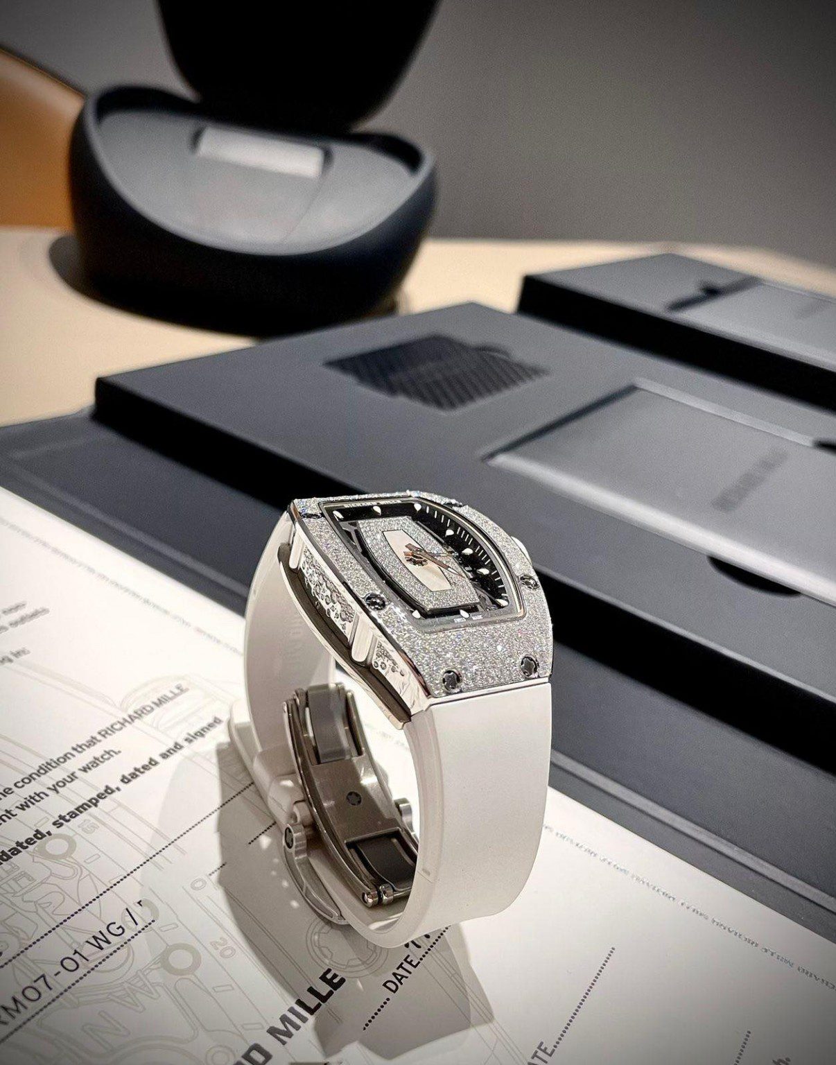 Richard Mille RM 07-01 White Gold Full Snow Diamond MOP